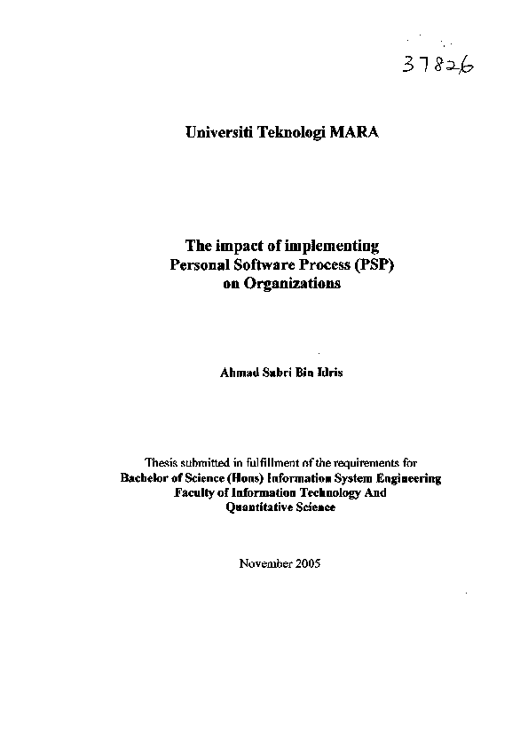 (PDF) The impact of implementing Personal Software Process (PSP) on ...