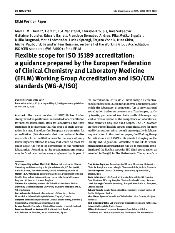 (PDF) Flexible scope for ISO 15189 accreditation: a guidance prepared ...