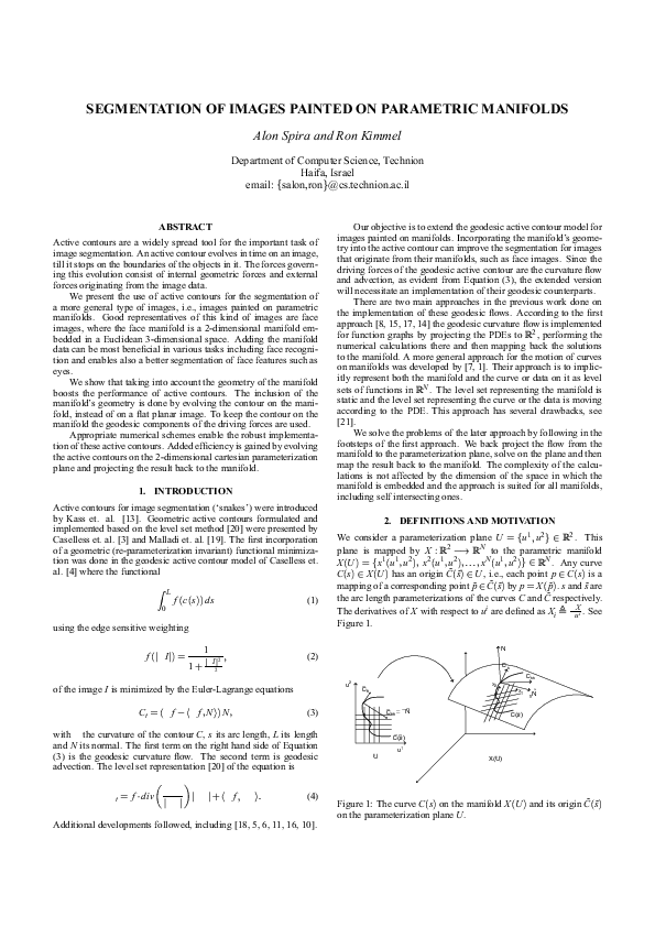 (PDF) Segmentation Of Images Painted On Parametric Manifolds | Ron Kimmel - Academia.edu