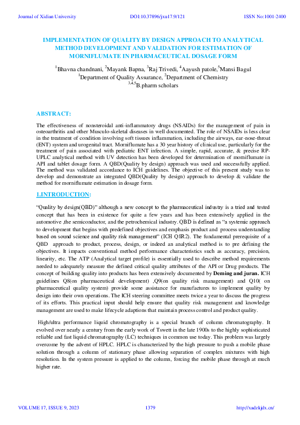 (PDF) IMPLEMENTATION OF QUALITY BY DESIGN APPROACH TO ANALYTICAL METHOD DEVELOPMENT AND ...