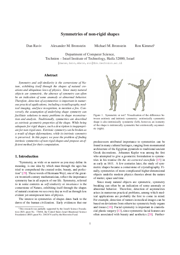 Pdf Finding Intrinsic Symmetries In Non Rigid Shapes
