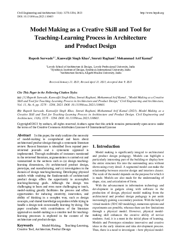 (PDF) Model Making as a Creative Skill and Tool for Teaching-Learning ...
