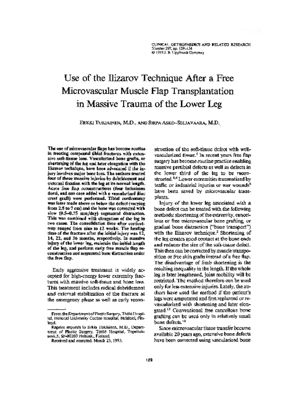 (PDF) Use of the Ilizarov Technique After a Free Microvascular Muscle ...