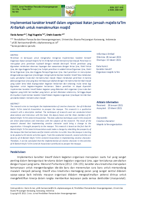 (PDF) jurnal PPKn Implementasi Karakter Kreatif Organisasi Ikatan ...