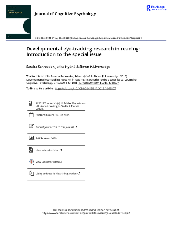 (PDF) Developmental eye-tracking research in reading
