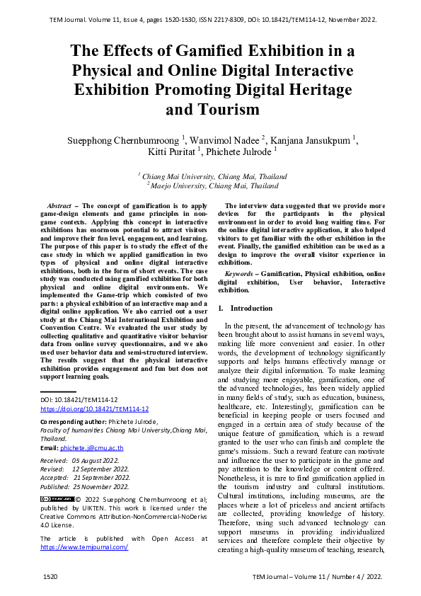 (PDF) The Effects of Gamified Exhibition in a Physical and Online Digital Interactive Exhibition ...