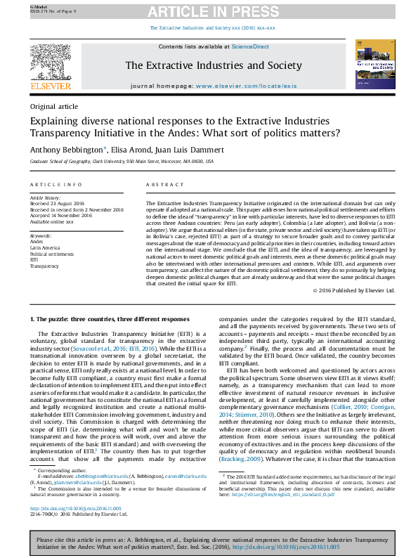 (PDF) Explaining diverse national responses to the Extractive ...