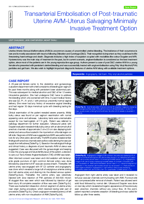 (PDF) Transarterial Embolisation of Post-traumatic Uterine AVM-Uterus ...