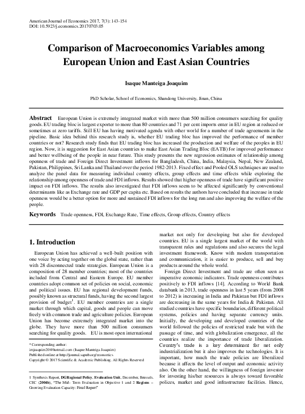 (PDF) Comparison of Macroeconomics Variables among European Union and ...