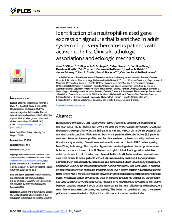 (PDF) Identification of a neutrophil-related gene expression signature that is enriched in adult ...