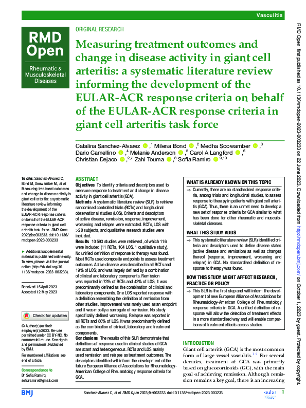 (PDF) Measuring treatment outcomes and change in disease activity in ...