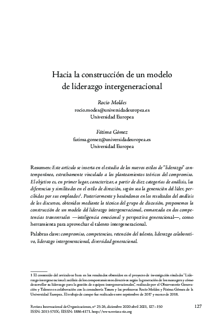 (PDF) Hacia la construcción de un modelo de Liderazgo Intergeneracional