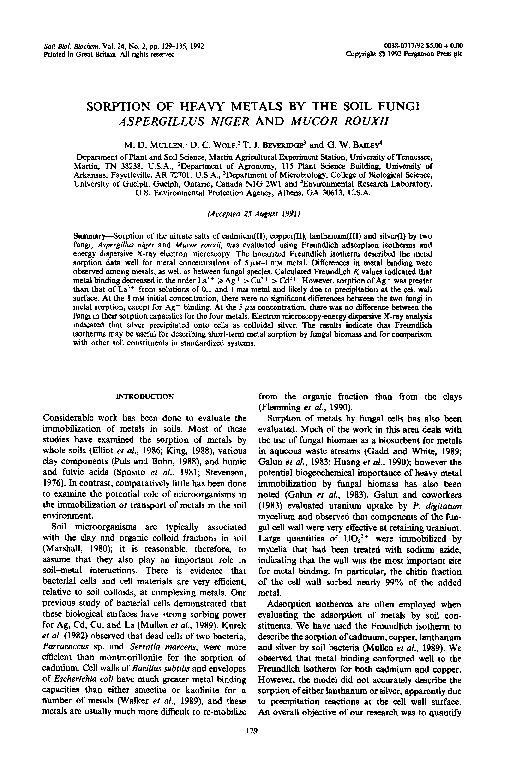 (PDF) Sorption of heavy metals by the soil fungi Aspergillus niger and ...