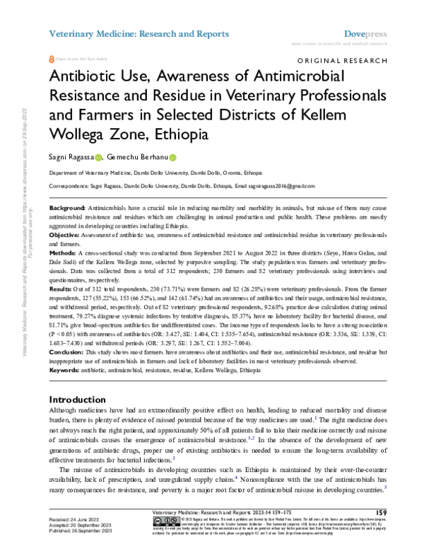 (PDF) Antibiotic Use, Awareness of Antimicrobial Resistance and Residue ...