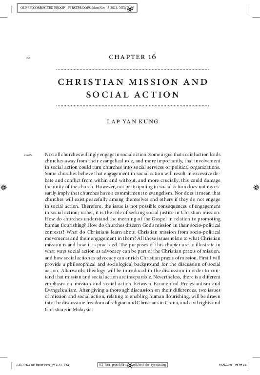 (PDF) Christian Mission and Social Action