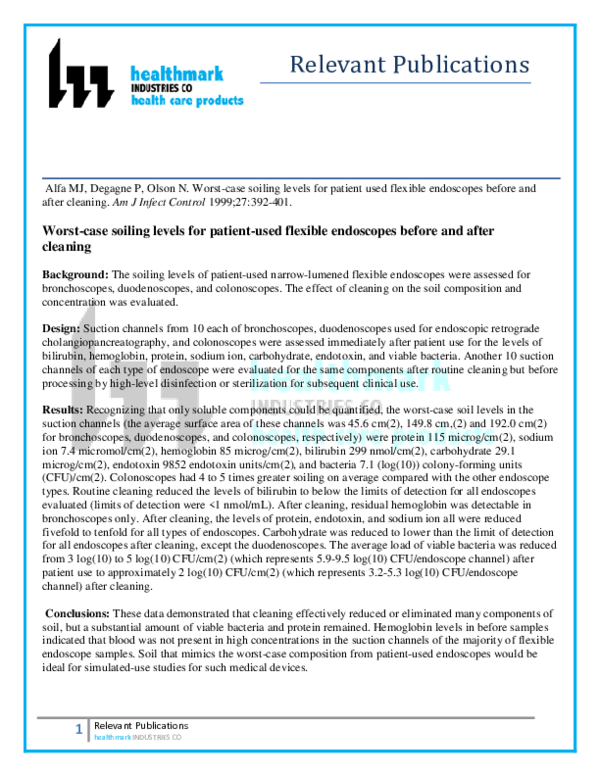 (PDF) Worst-case soiling levels for patient-used flexible endoscopes ...