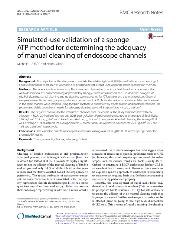 (PDF) Simulated-use validation of a sponge ATP method for determining ...