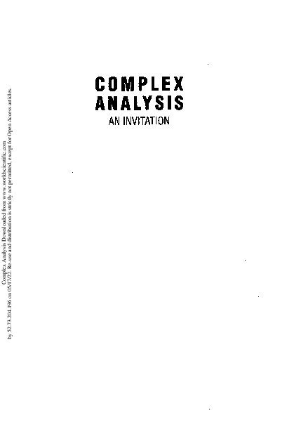 (PDF) Complex Analysis
