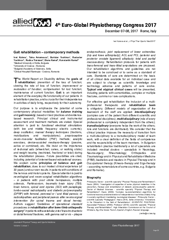(PDF) Gait rehabilitation-contemporary methods