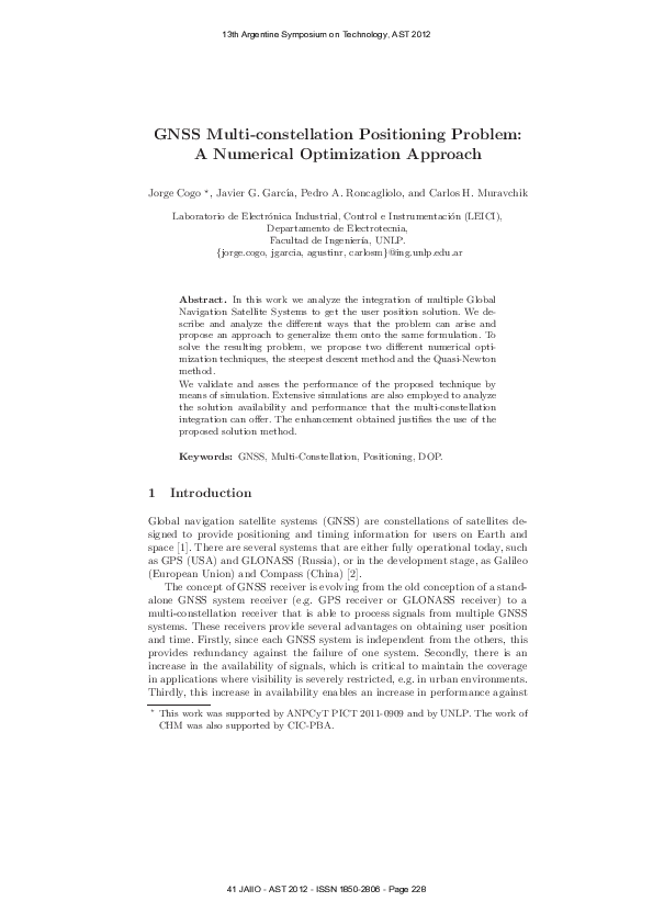 (PDF) GNSS Multi-constellation Positioning Problem
