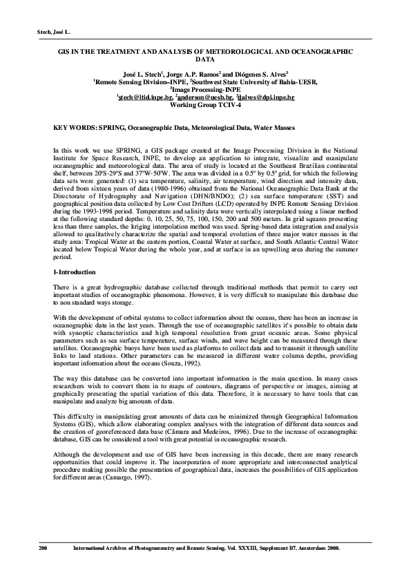 (PDF) Gis in the Treatment and Analysis of Meteorological and Oceanographic Data