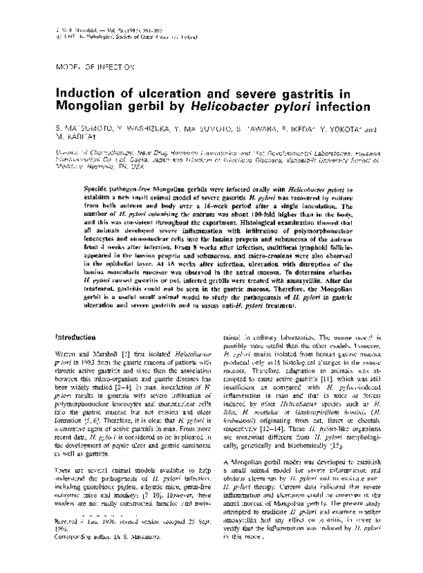 (PDF) Induction of ulceration and severe gastritis in Mongolian gerbil ...