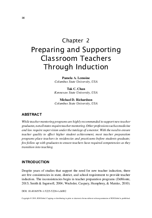 (PDF) Preparing and Supporting Classroom Teachers Through Induction ...