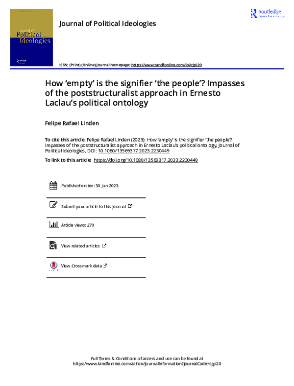 (PDF) How ‘empty’ is the signifier ‘the people’? Impasses of the ...