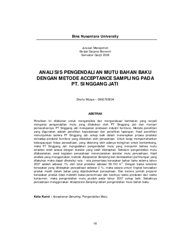 (PDF) Analisis Pengendalian Mutu Bahan Baku Dengan Metode Acceptance ...
