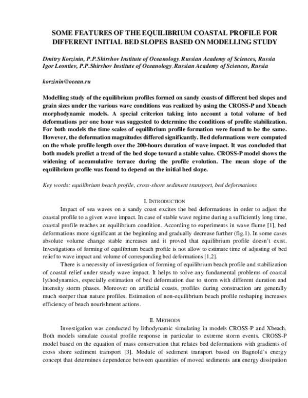 (PDF) Some Features of the Equilibrium Coastal Profile for Different ...