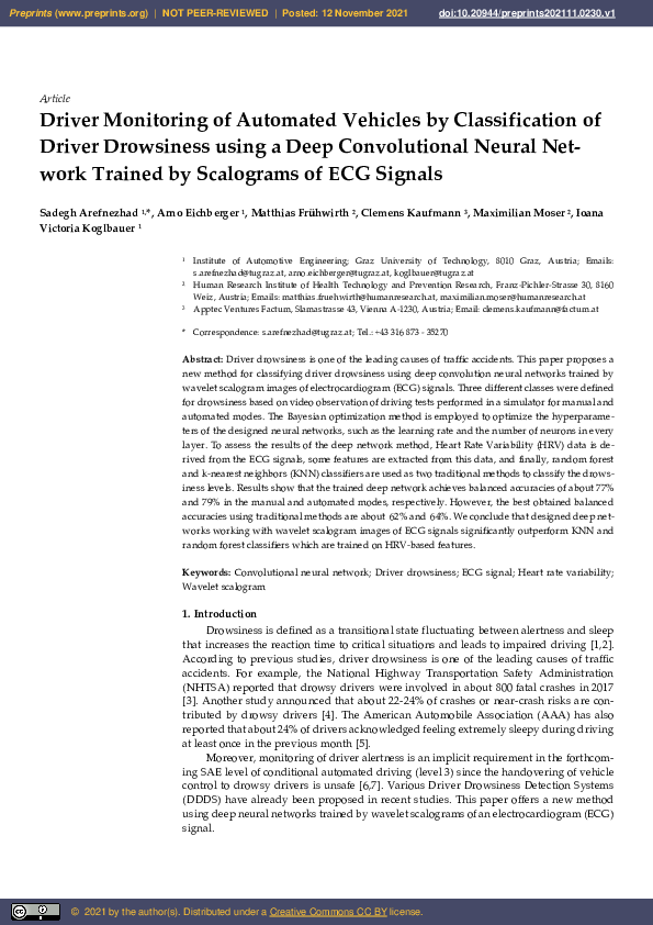 (PDF) Driver Monitoring of Automated Vehicles by Classification of Driver Drowsiness using a ...