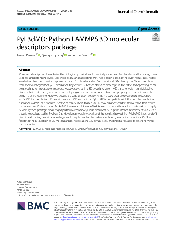 (PDF) PyL3dMD: Python LAMMPS 3D molecular descriptors package
