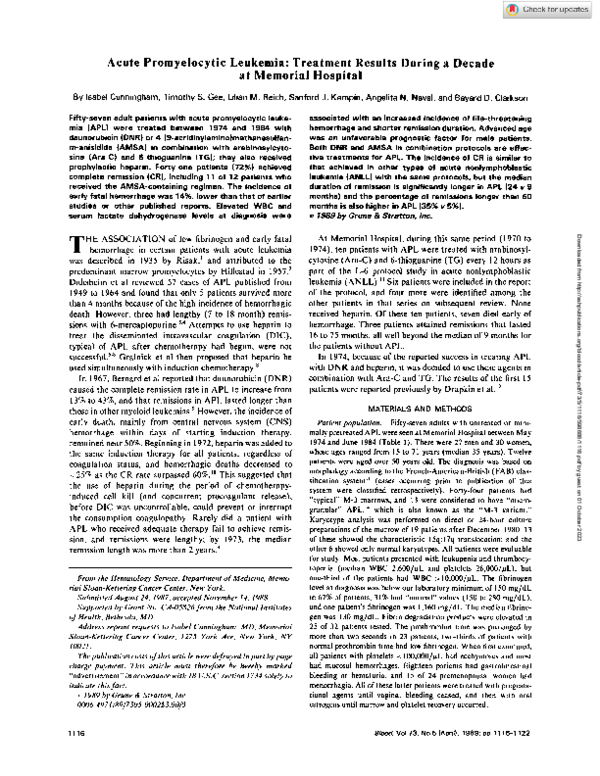 (PDF) Acute promyelocytic leukemia: treatment results during a decade ...