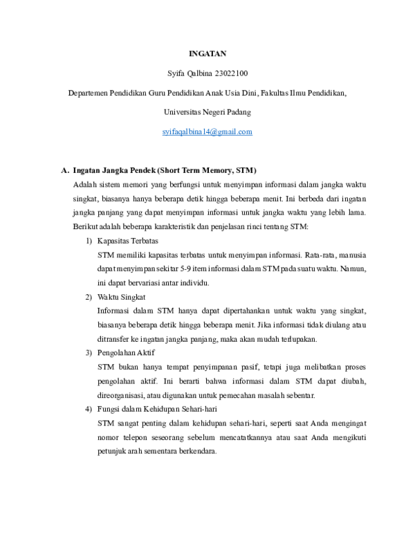 (PDF) Ingatan