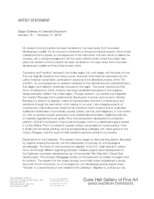 (PDF) Artist Statement