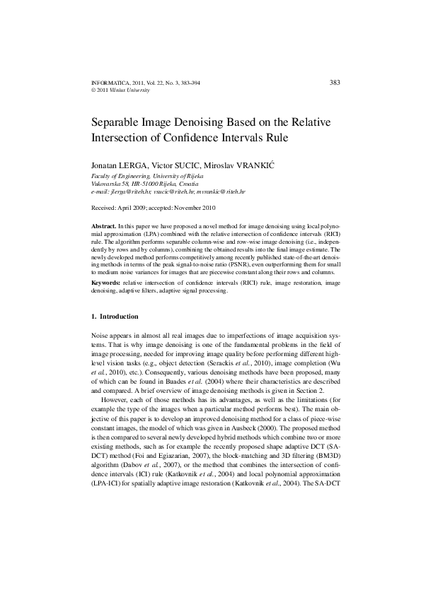 (PDF) Separable Image Denoising Based on the Relative Intersection of ...