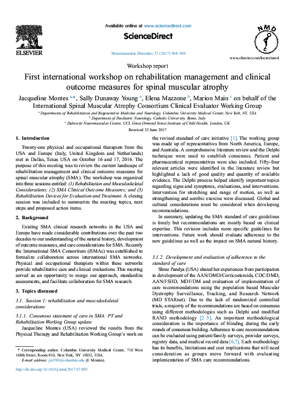 (PDF) First international workshop on rehabilitation management and ...