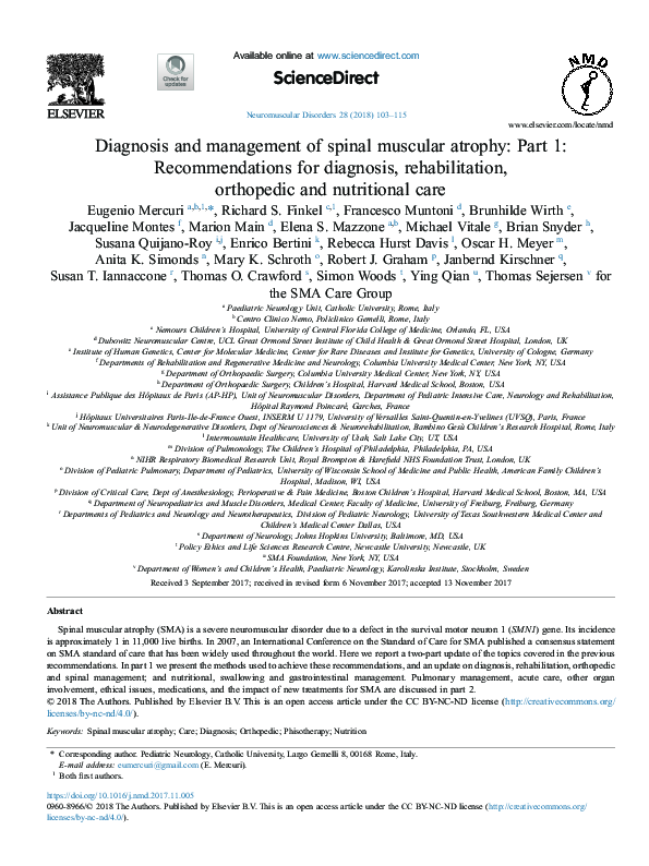 (PDF) Diagnosis and management of spinal muscular atrophy: Part 1 ...