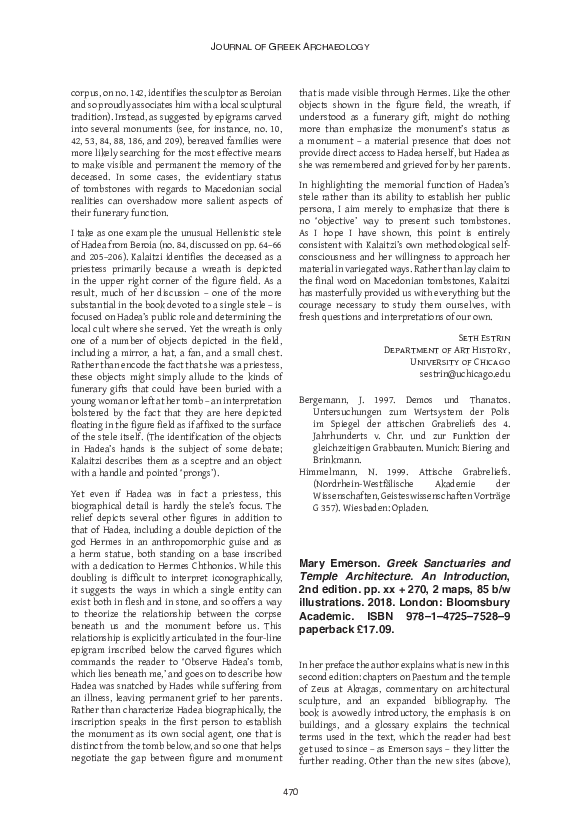 (PDF) Mary Emerson. Greek Sanctuaries and Temple Architecture. An ...