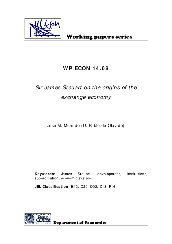 (PDF) Sir James Steuart on the Origins of the Exchange Economy