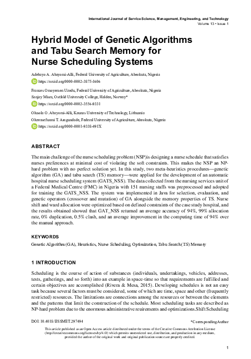 (PDF) Hybrid Model of Genetic Algorithms and Tabu Search Memory for ...