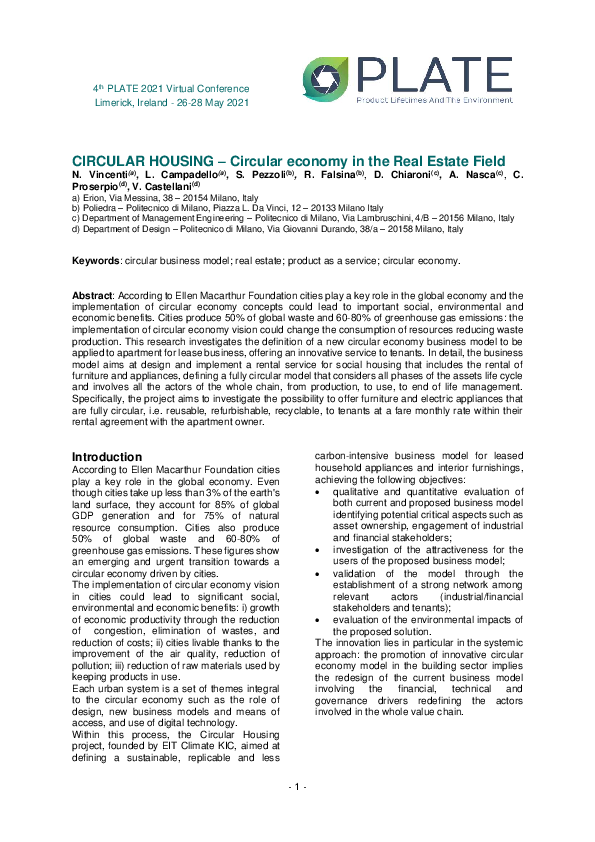 (PDF) CIRCULAR HOUSING – Circular economy in the Real Estate Field