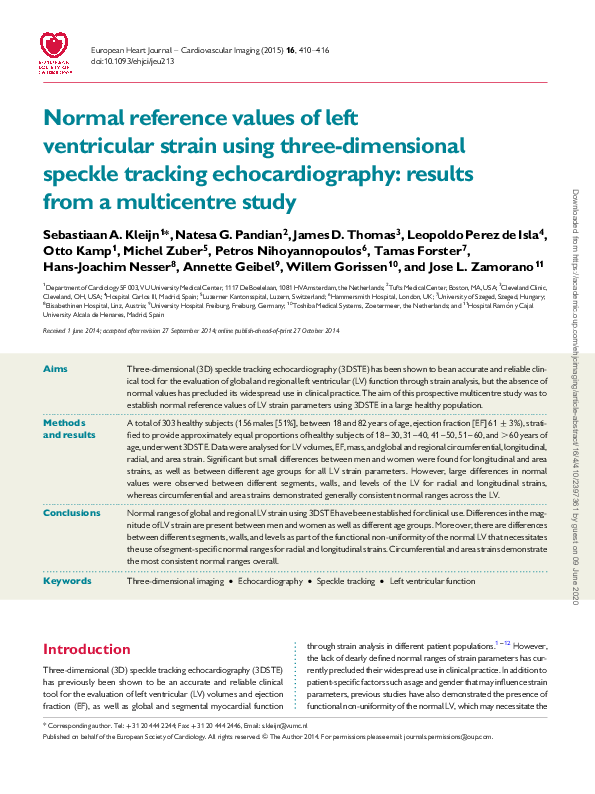 (PDF) Normal reference values of left ventricular strain using three ...