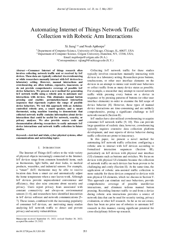 (PDF) Automating Internet of Things Network Traffic Collection with ...