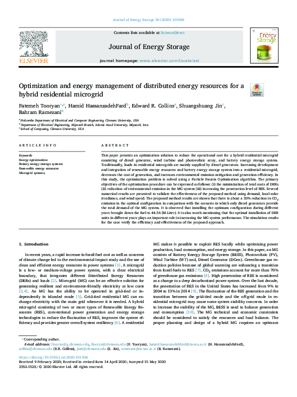 (PDF) Optimization and energy management of distributed energy resources for a hybrid ...