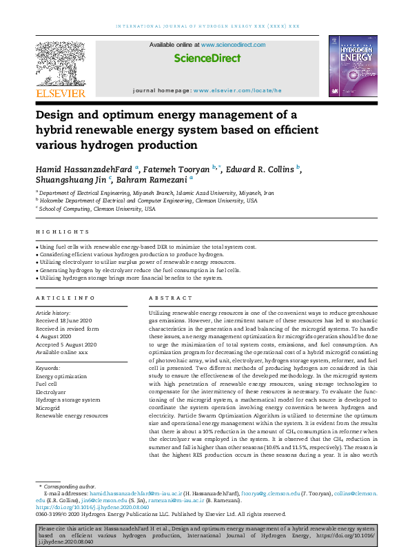 Pdf Design And Optimum Energy Management Of A Hybrid Renewable Energy