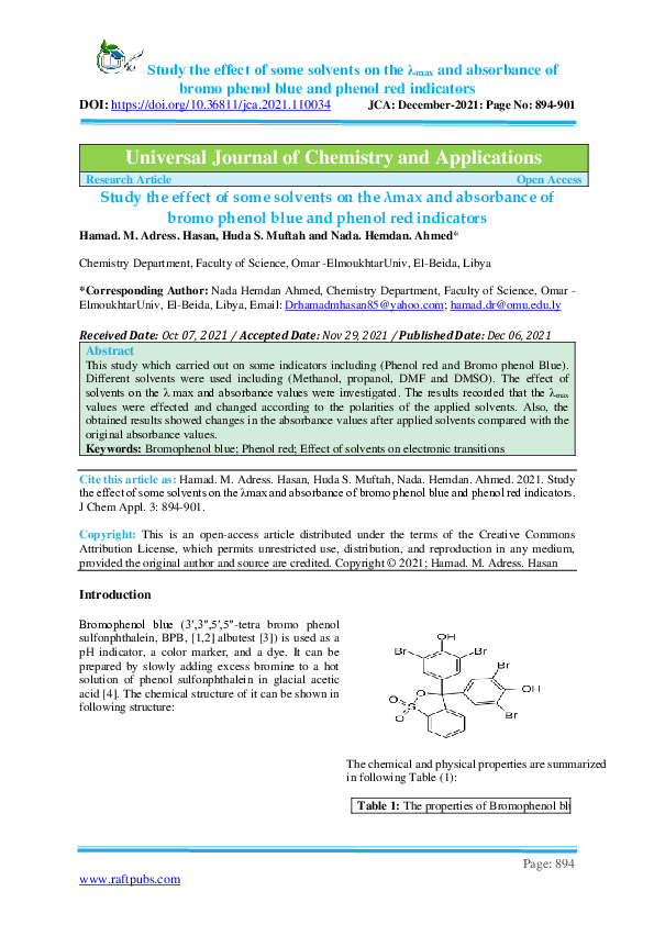 (PDF) Study the effect of some solvents on the λmax and absorbance of ...