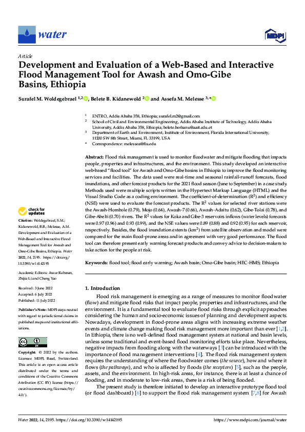 (PDF) Development and Evaluation of a Web-Based and Interactive Flood Management Tool for Awash ...