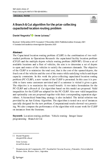 (PDF) A Branch & Cut algorithm for the prize-collecting capacitated location routing problem ...
