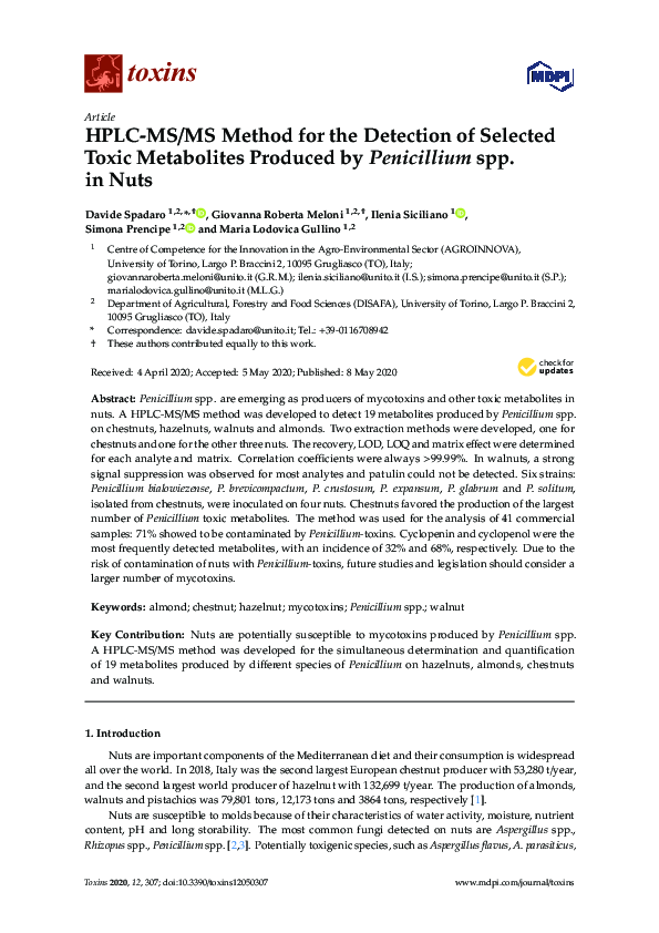 (PDF) HPLC-MS/MS Method for the Detection of Selected Toxic Metabolites ...